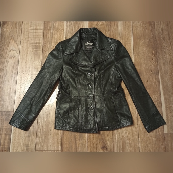 Maxima | Jackets & Coats | Maxima Vintage Black Leather Jacket With ...